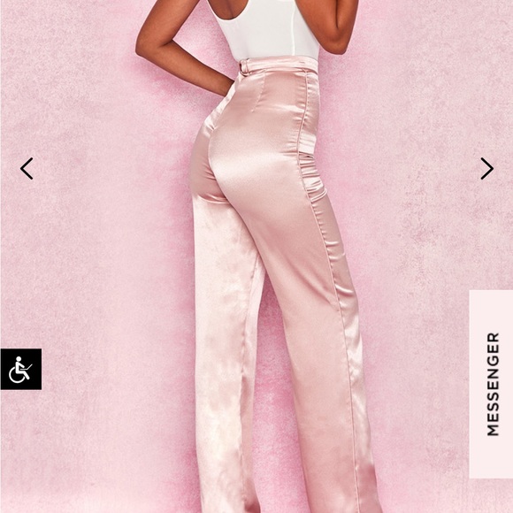 House of CB | Pants & Jumpsuits | House Of Cb Riah Wishlistpink Satin Wide Leg Trousers | Poshmark